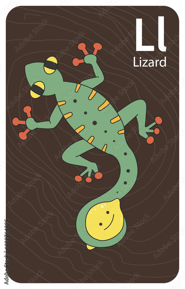 Vektorová grafika „Lizard L letter. A-Z Alphabet collection with cute ...