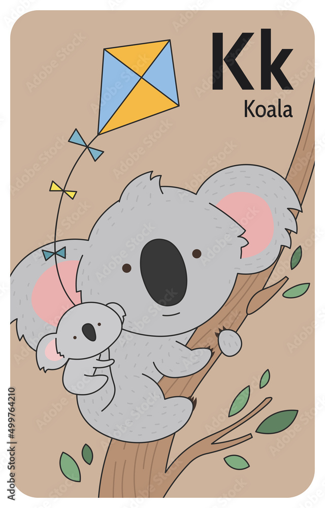 Vektorová grafika „Koala K letter. A-Z Alphabet collection with cute ...