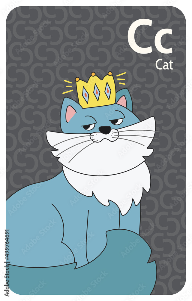 Cat C letter. A-Z Alphabet collection with cute cartoon animals in 2D ...