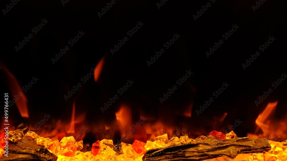 view on electric fireplace with artificial sparkling flame, decor for ...