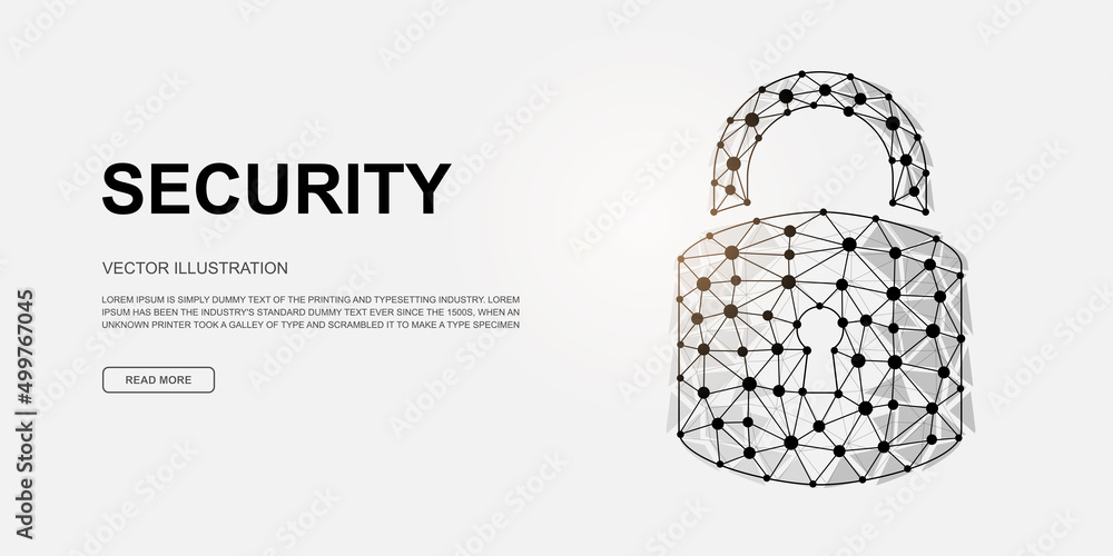 Lock 3d low poly symbol for landing page template. Antivirus design ...