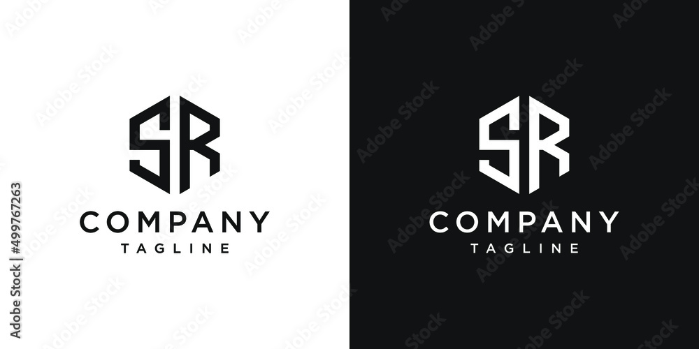 Creative Letter SR Monogram Hexagon Logo Design Icon Template White and ...