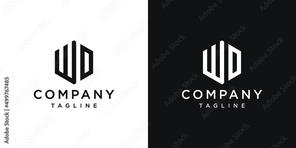 Creative Letter WD Monogram Hexagon Logo Design Icon Template White and ...