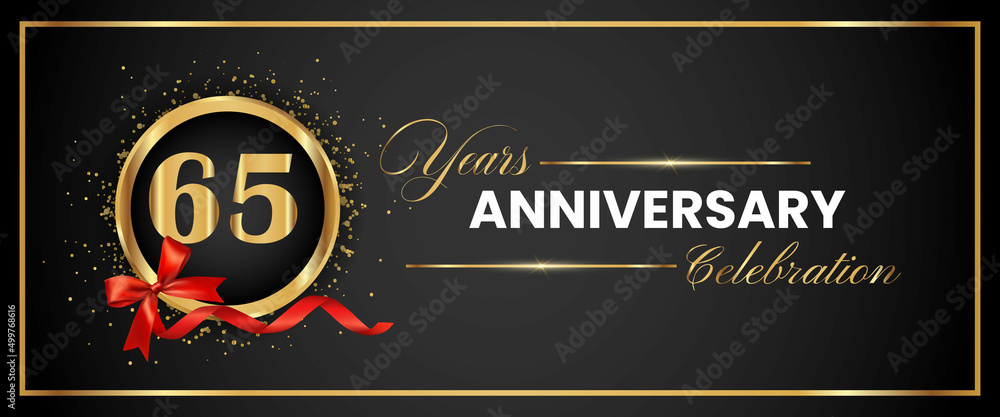 65 Years Anniversary Celebration Gold and Black Color Vector ...