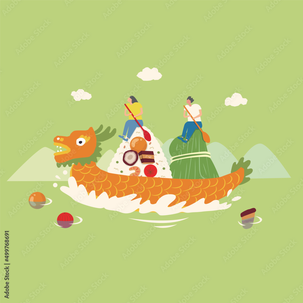 Happy Dragon Boat Festival, Dragon Boat in River Stock Vector | Adobe Stock
