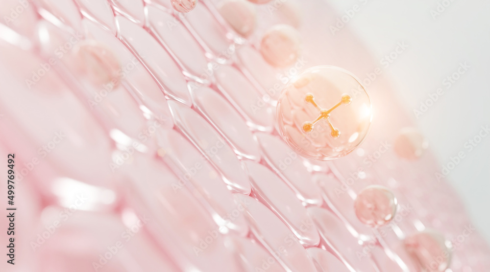 3D Collagen Skin Serum and Vitamin illustration isolated on soft color ...