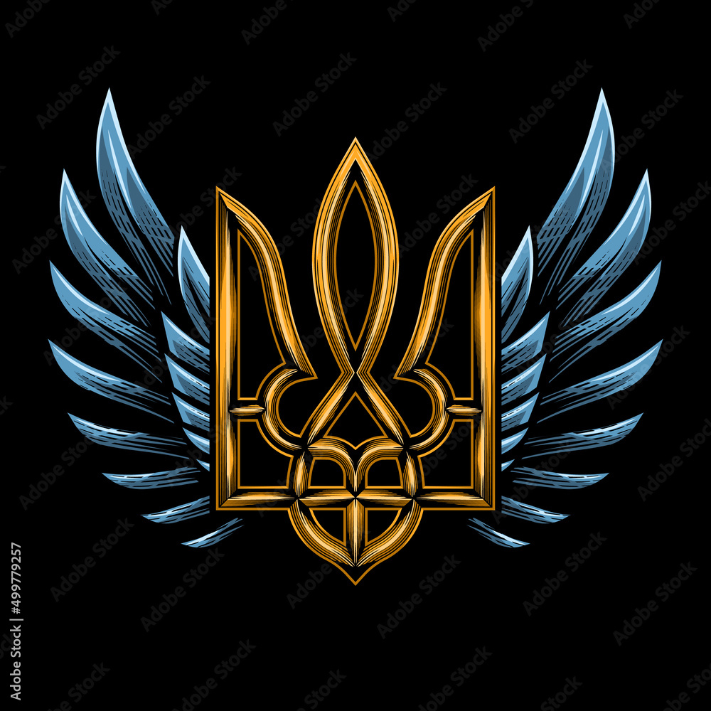 Ukraine sign. Vector illustration of stylized Ukrainian trident with ...