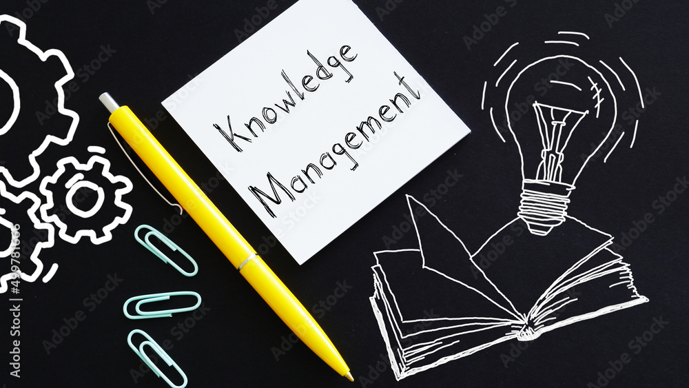 Knowledge management is shown using the text and pictures of book and ...