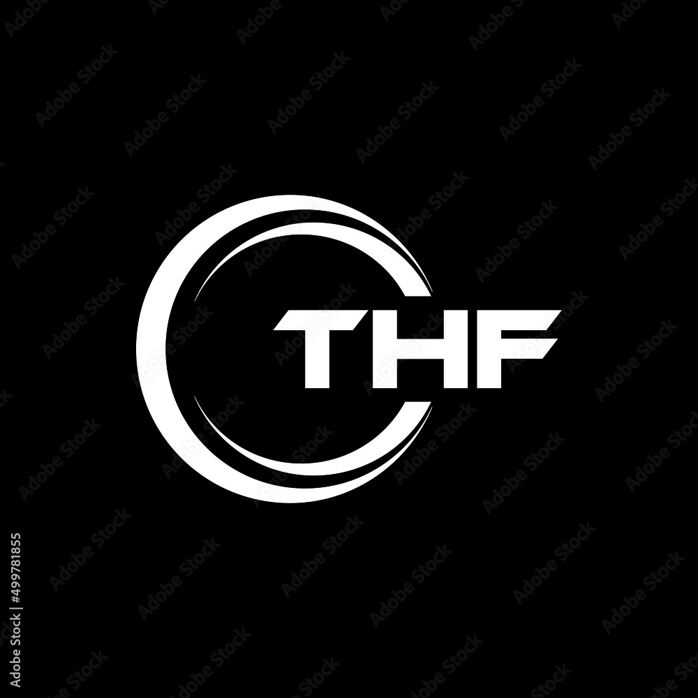 THF letter logo design with black background in illustrator, vector ...