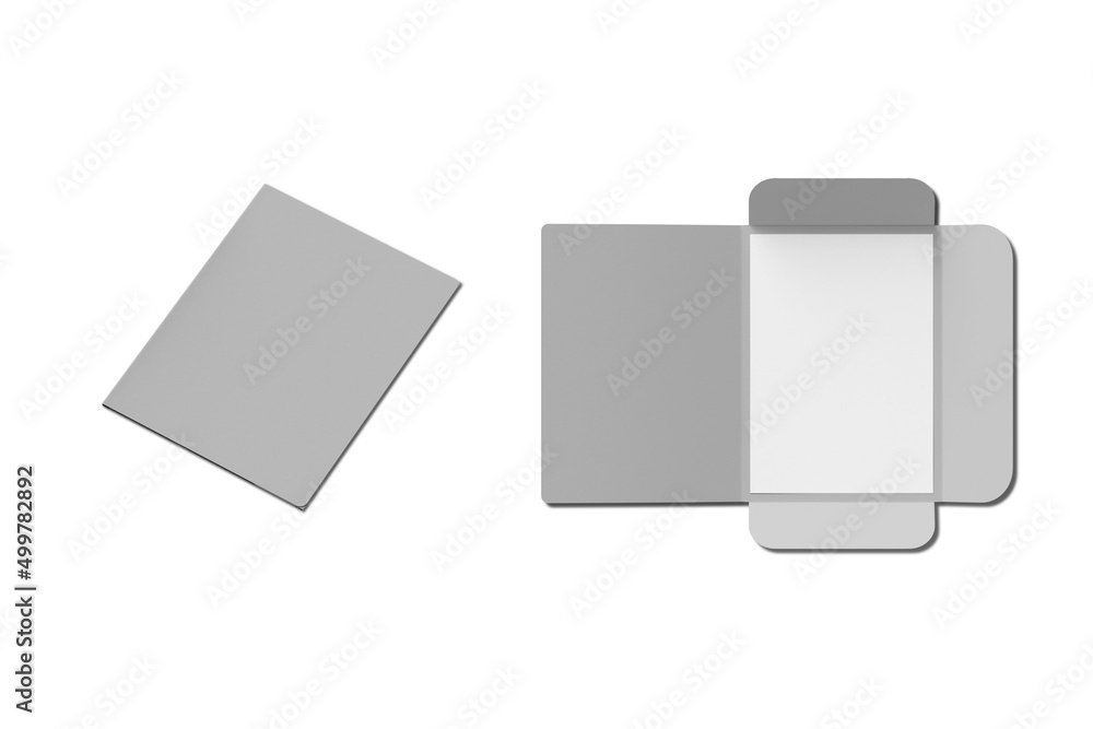 Set mockup templates of white paper folder with blank titular cover ...