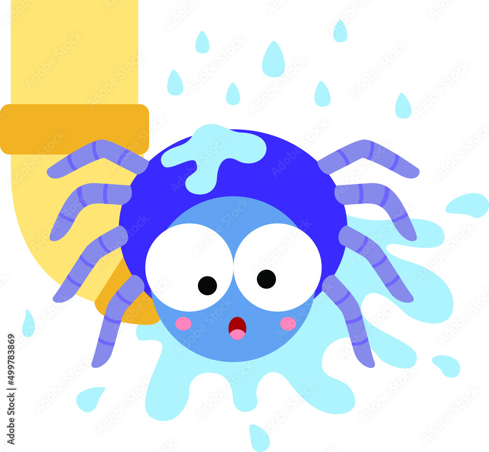 cartoon spider get wet in the rain Stock Vector | Adobe Stock