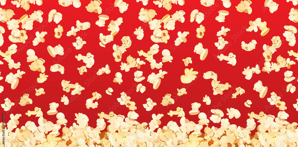 Popcorn pieces background for cinema, movie, food concepts. Cartoon ...