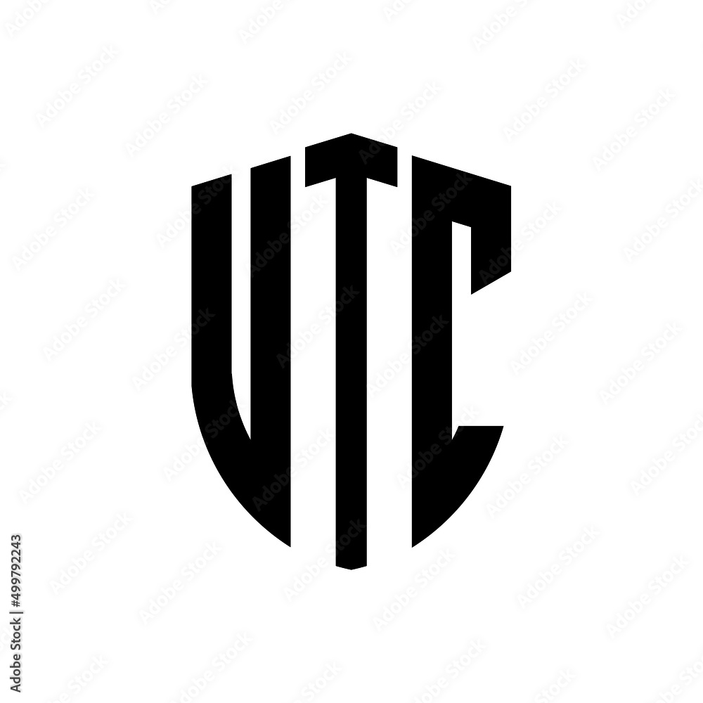 VTC letter logo design. VTC modern letter logo with black background ...