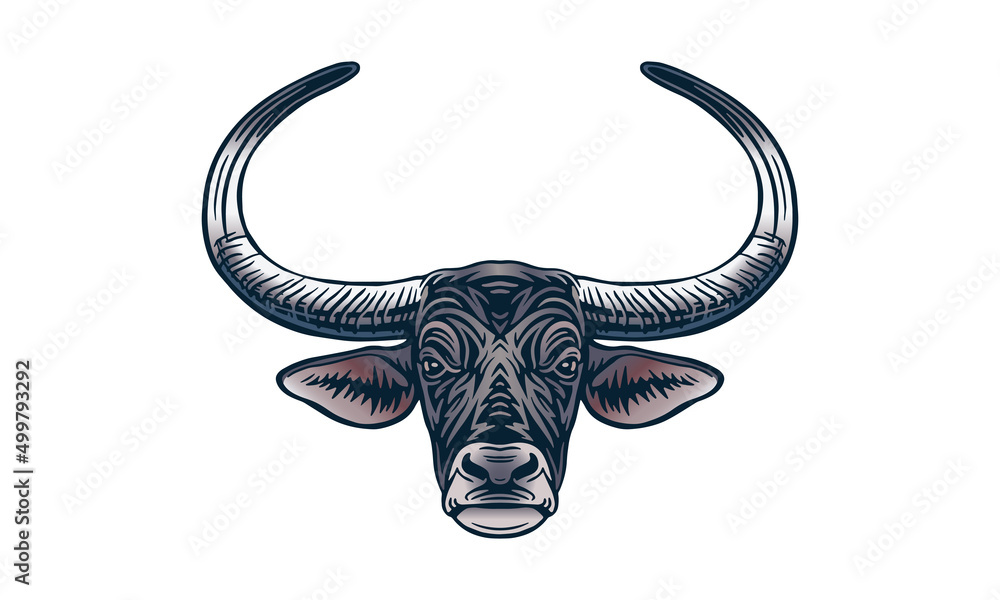 Wild water buffalo on light background, vector, illustration logo, sign ...