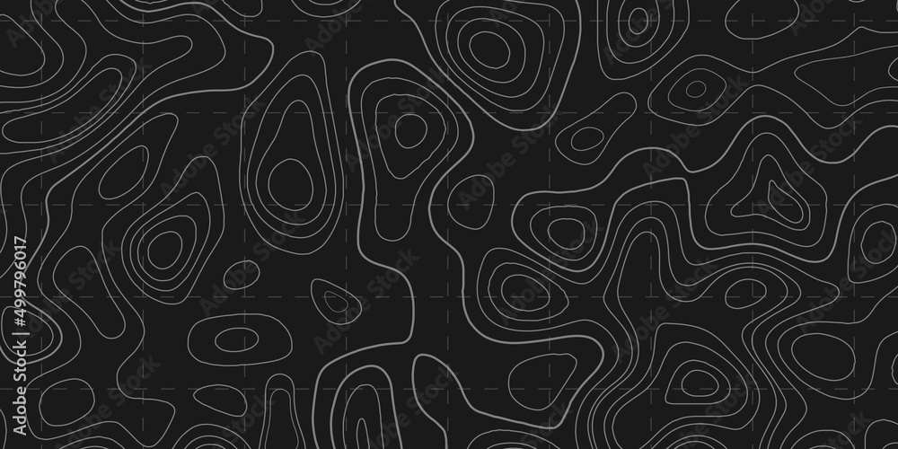 Black and white contour line map background. The concept of a ...