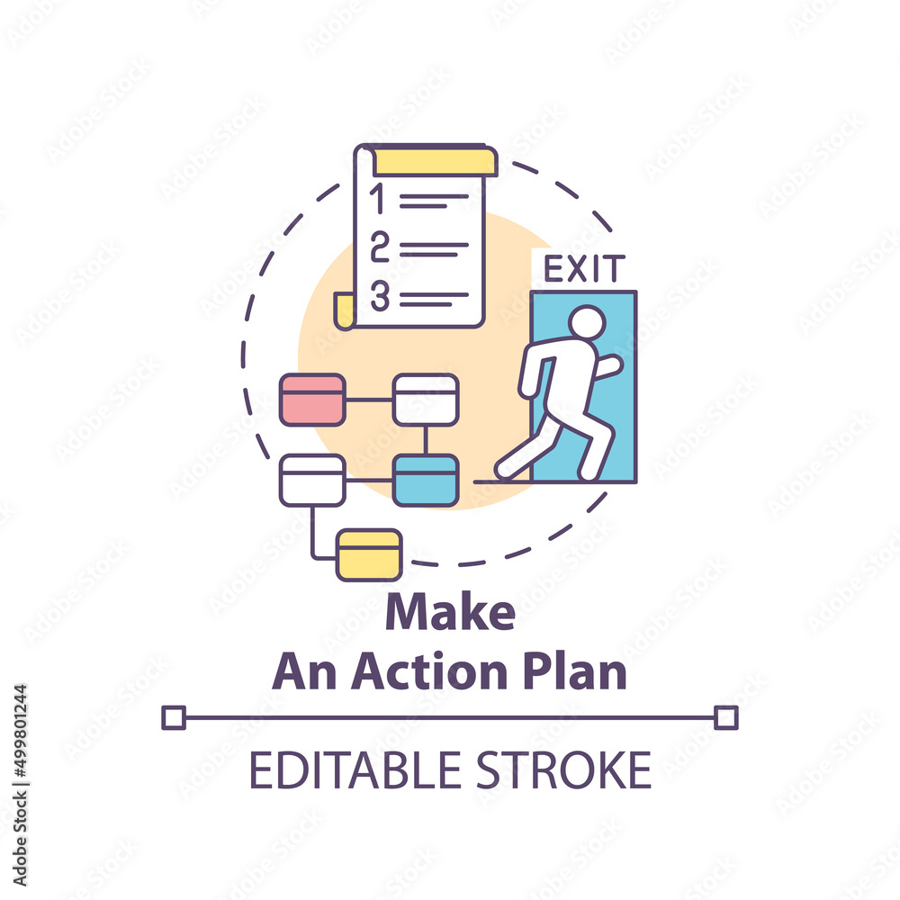 Make action plan concept icon. How to deal with emotions during war ...