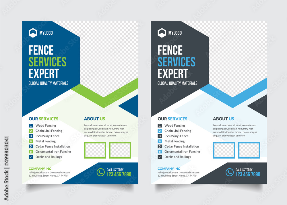 Fencing Company Flyer Design Template Stock Vector | Adobe Stock
