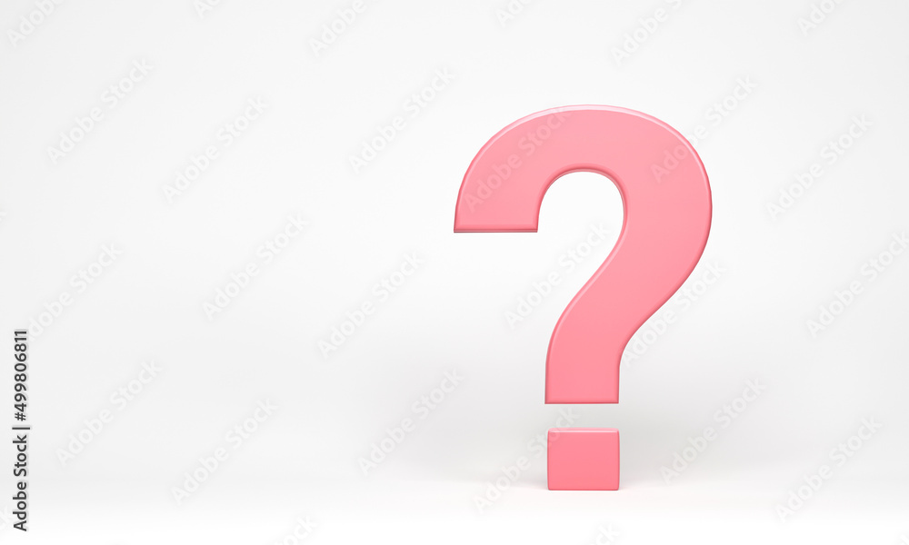 3D Rendering, 3d illustration. Pink question marks icon on white ...