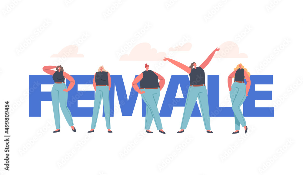 Female Body Figure Types Concept. Women Characters Hourglass, Inverted ...