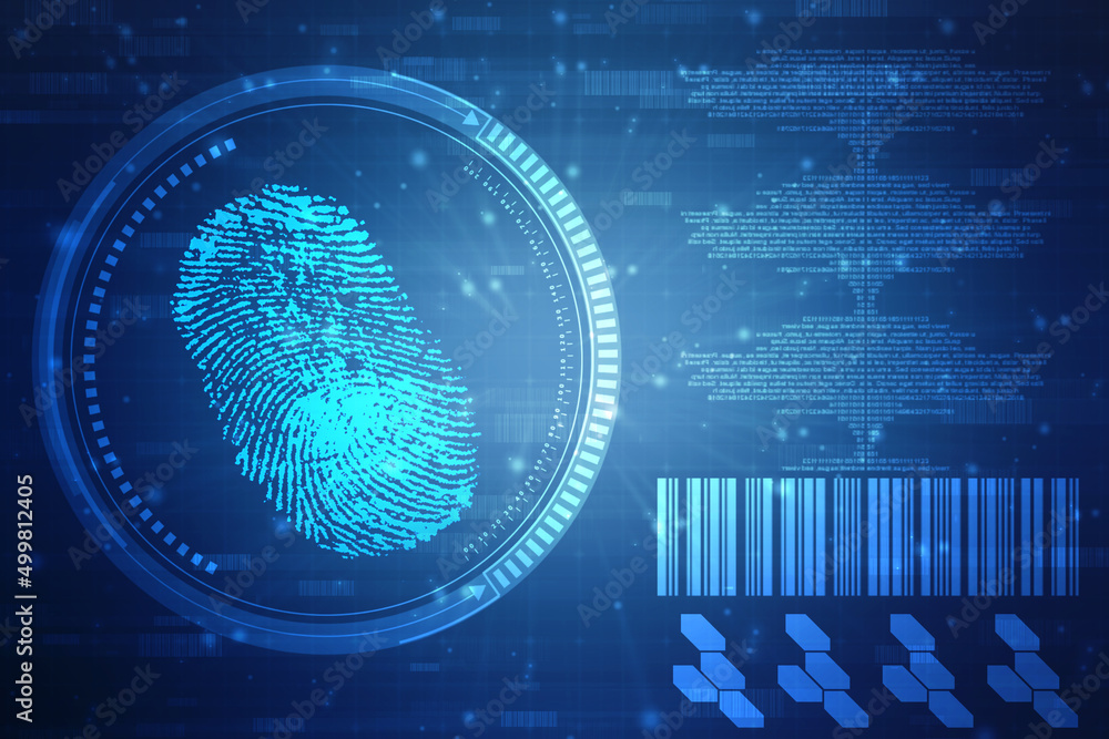 Abstract security system concept with fingerprint on technology ...