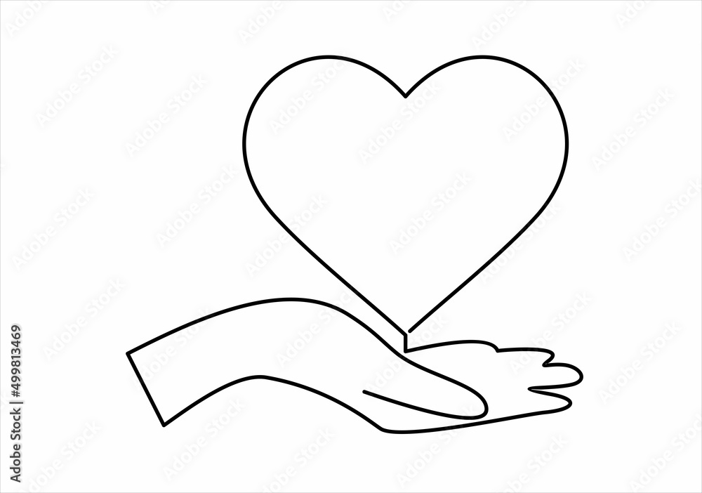 drawing of hand holding heart.vector illustration Stock Vector | Adobe ...