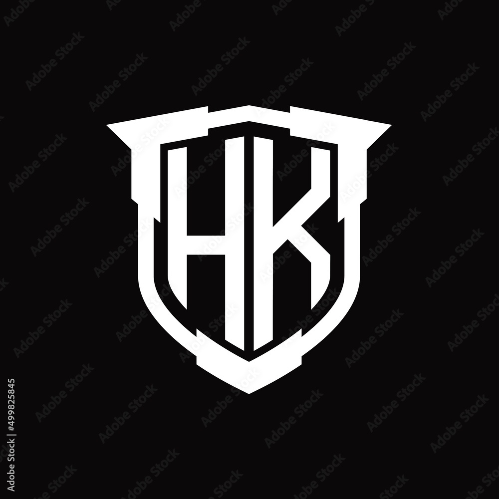 HK Logo monogram letter with shield shape design Stock Vector | Adobe Stock