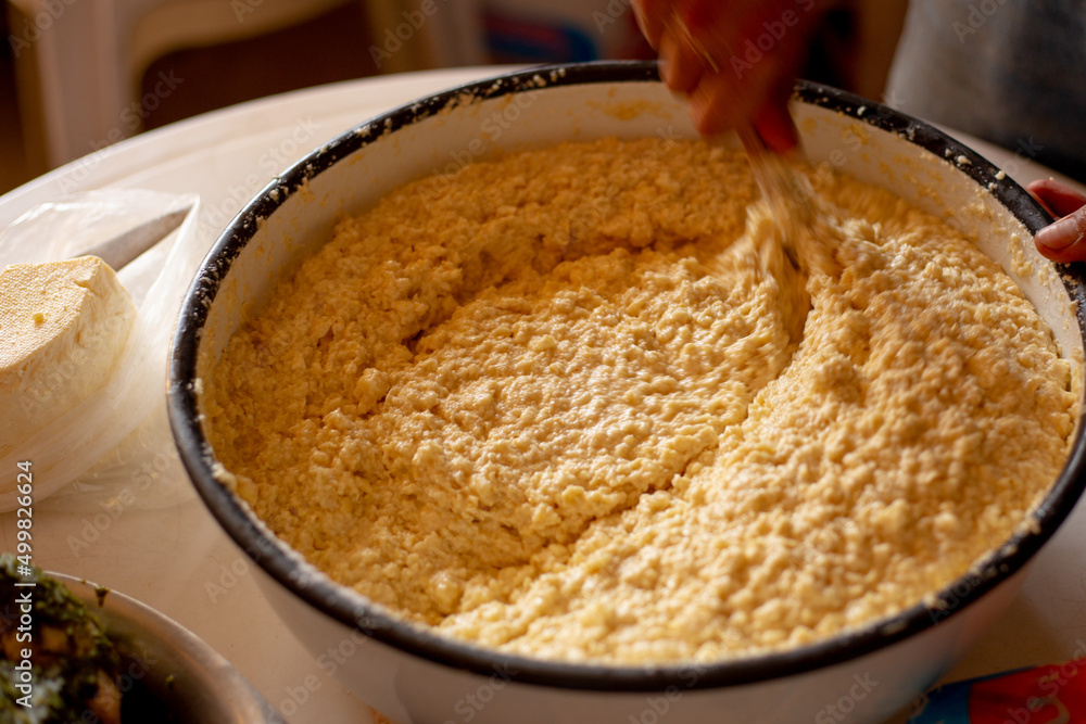 Masa de humitas para la preparación de Pachamanca. Concepto de ...