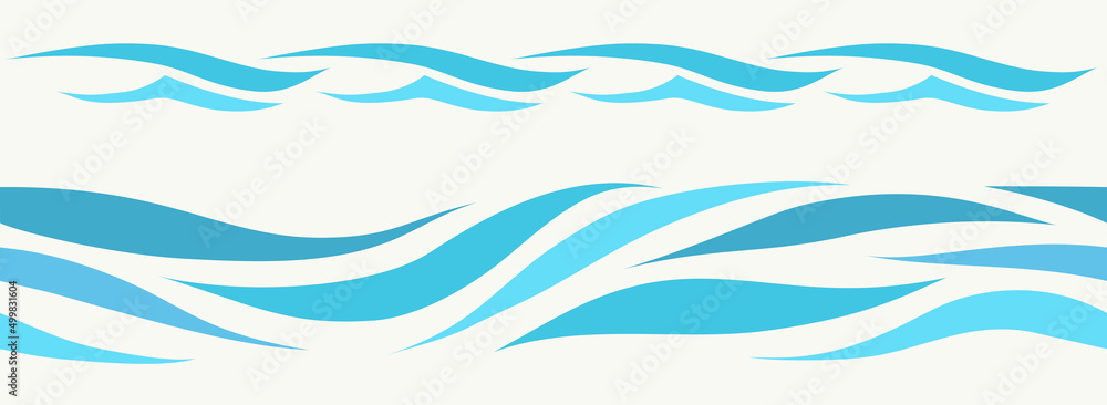 Seamless beautiful waves. Vector blue marine pattern. Stylized design ...