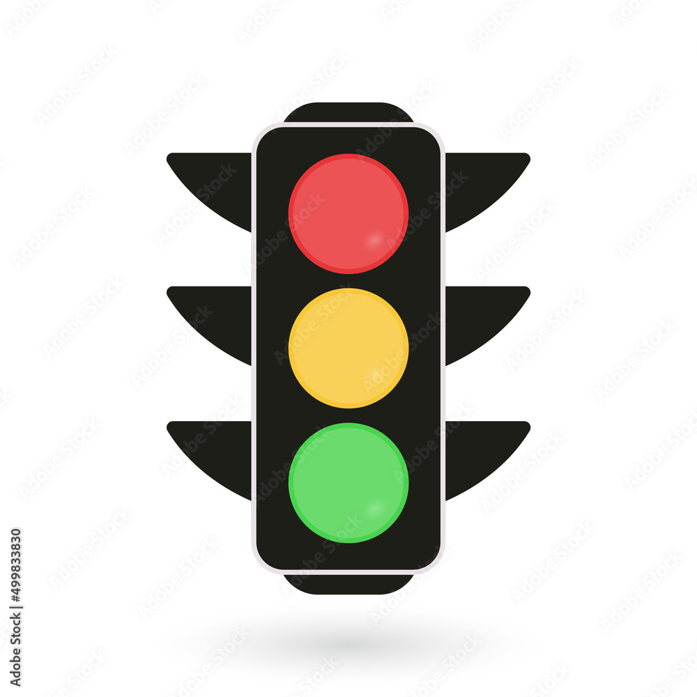 Traffic control light, signal with red, yellow and green color flat ...