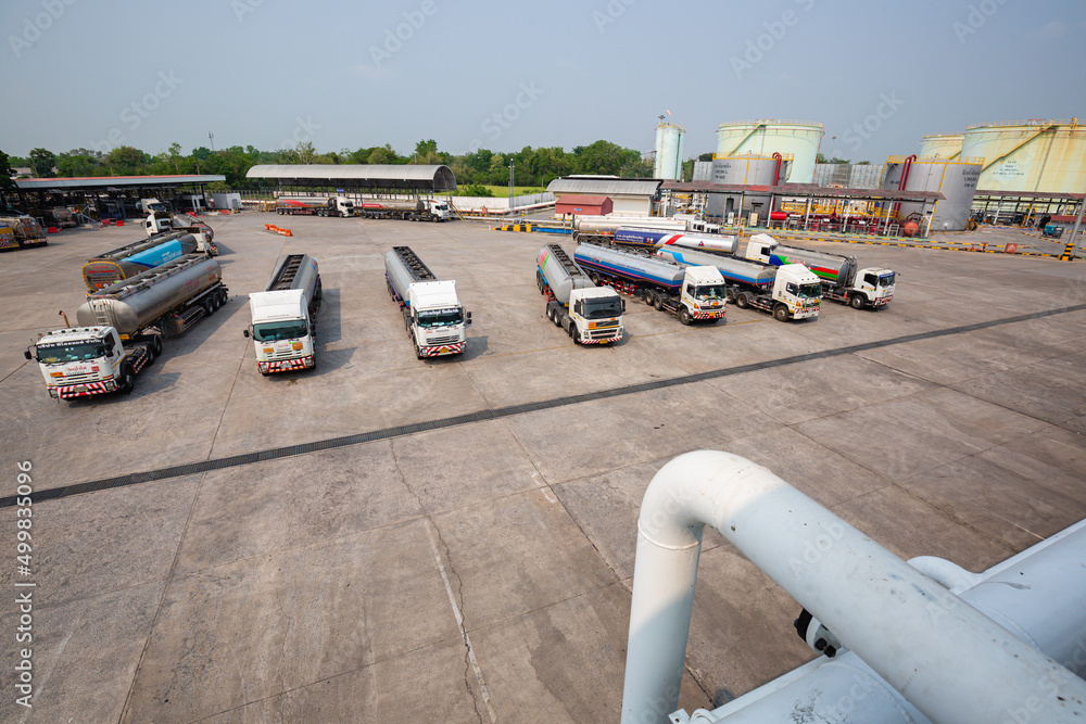 Fuel truck on station for transport fuel to the petrochemical oil ...