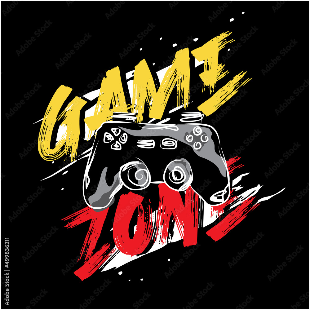 Game zone design typography, designs for t-shirts, wall murals ...