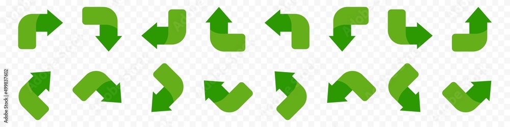 Arrow set showing rotation. Rotation icon set on transparent background ...