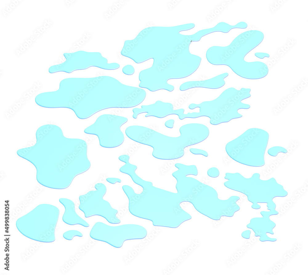 Puddles from the water. Set of isometric 3d objects isolated on white ...