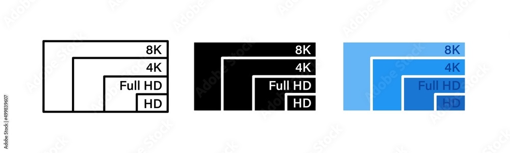 Different screen resolution icons set. Screen resolution comperison hd ...