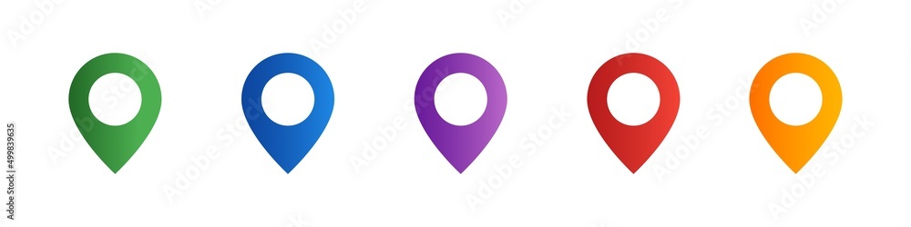 Location pointer icon set. Map pins set. Location symbols collection ...