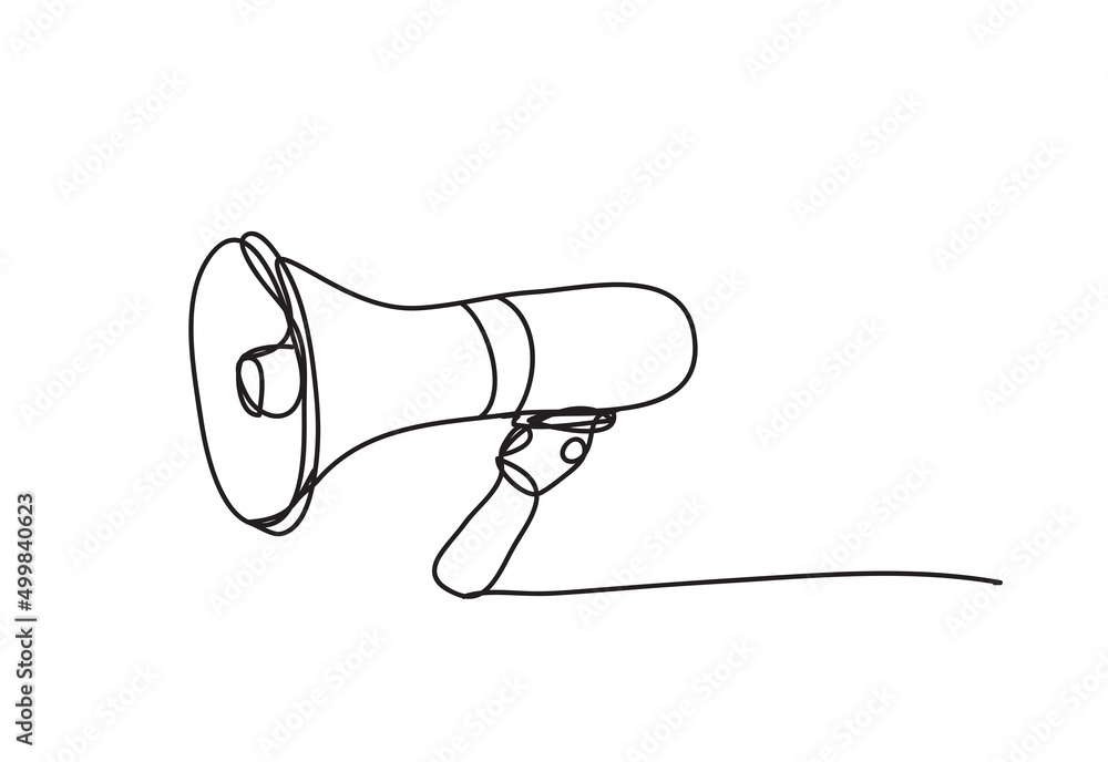 megaphone on white background ,continuous line drawing , vector design ...