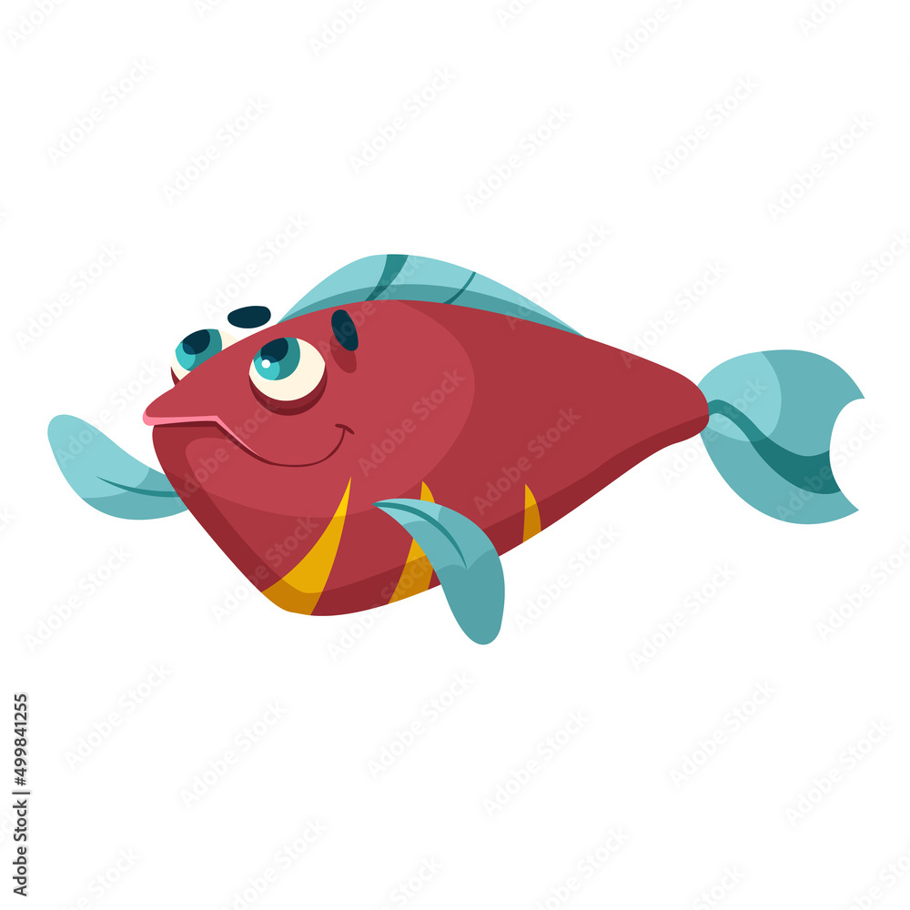 Cartoon colorful comic fish isolated on a white background. Ocean ...