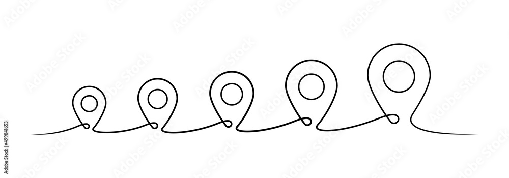 Location Pointers One Line Drawing Continuous One Line Pin Pointers