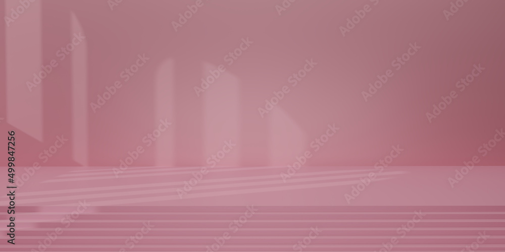 3D render Shiny pink pedestal with light and shadow on pink studio ...