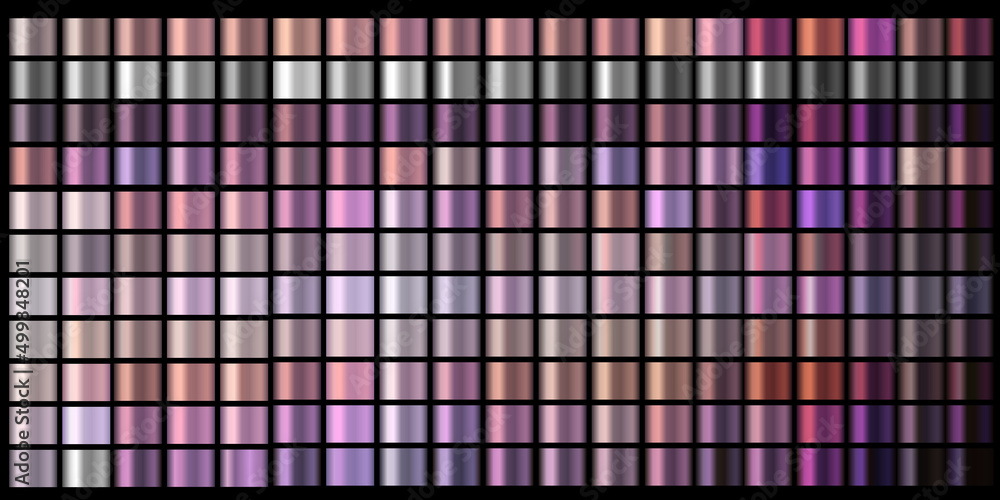 Vector Gradient swatches set. Pink, pastel, powdery, purple, chromium ...