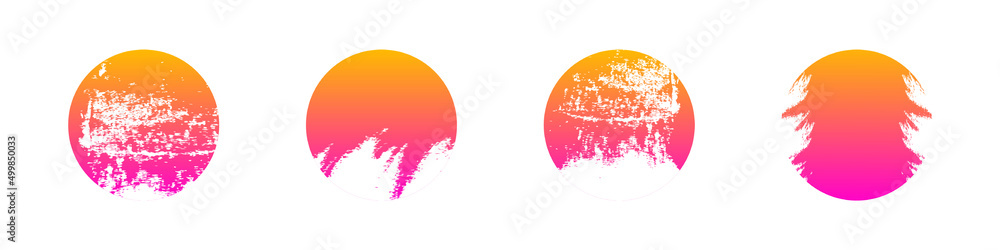 Retrowave sun vintage icon set. Futuristic retrowave sun icons set ...