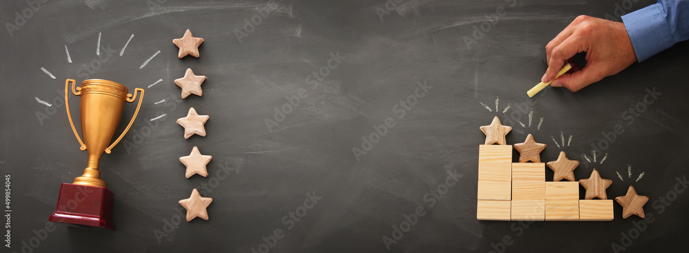 concept banner of setting a five star goal. increase rating or ranking ...