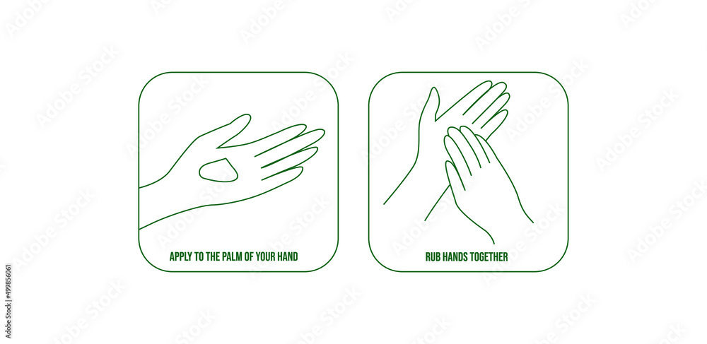 apply to palm of the hand, rub hands together icon vector illustration ...