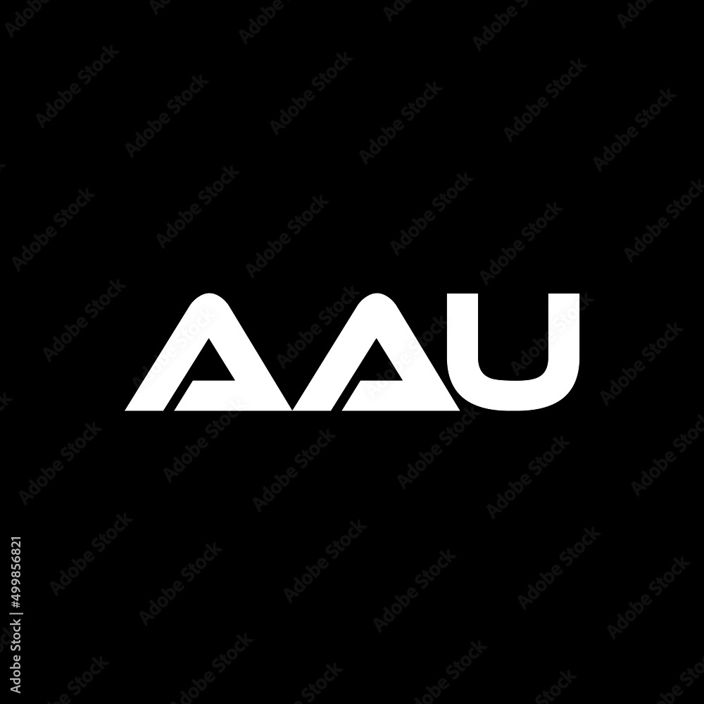 AAU letter logo design with black background in illustrator, vector ...