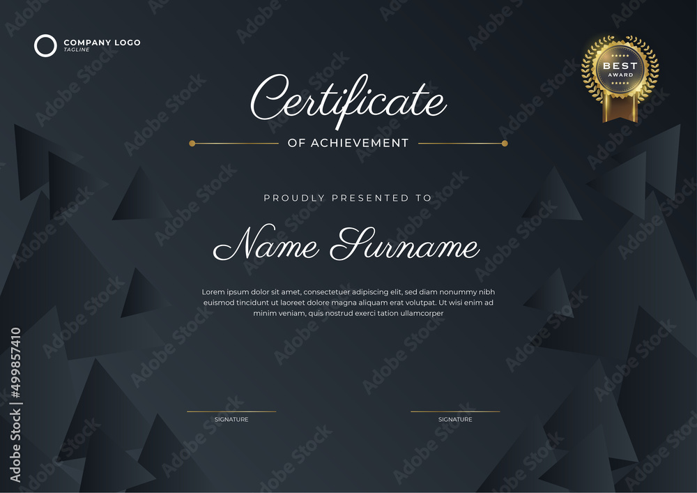 Modern black certificate template and border, for award, diploma, and ...