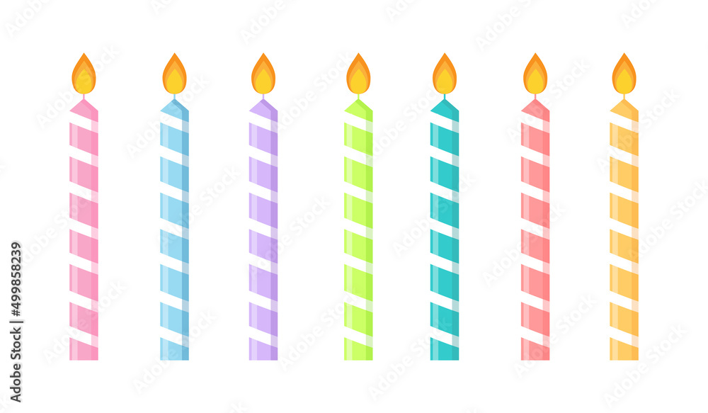 Set of color Birthday candles Stock Vector | Adobe Stock