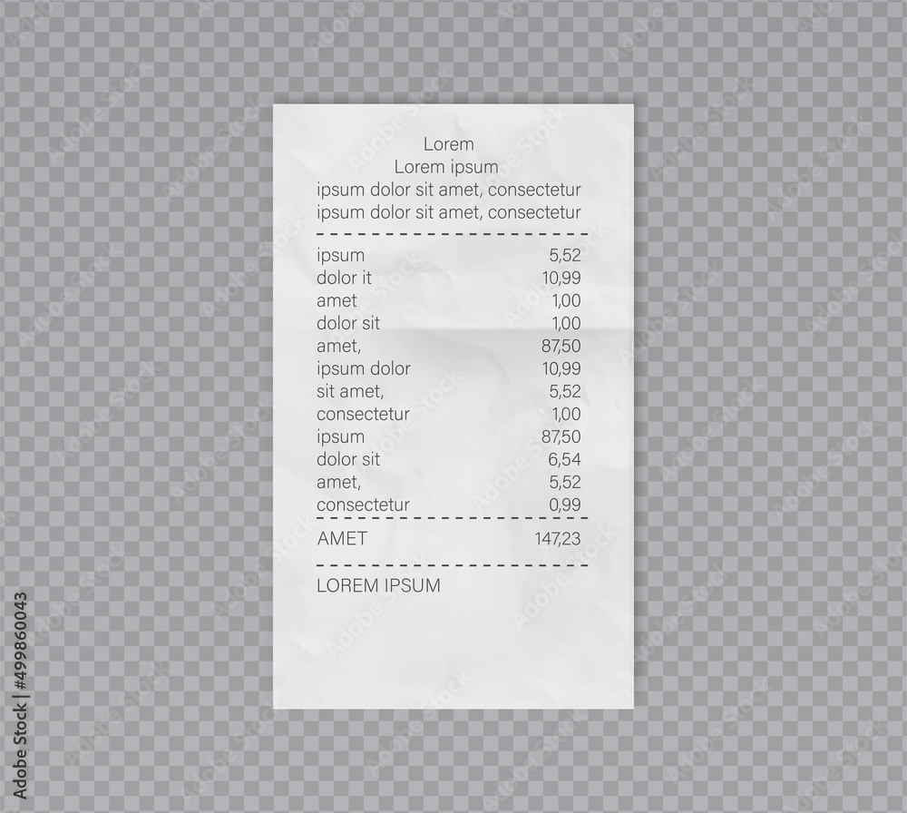 Receipt roll cash payment. Bills invoice for cash or credit card ...