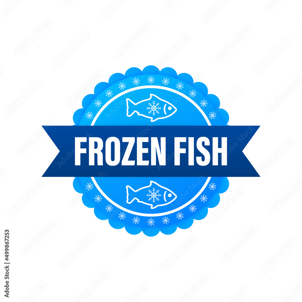 Frozen fish. Frosted organic seafood, food. Vector stock illustration ...
