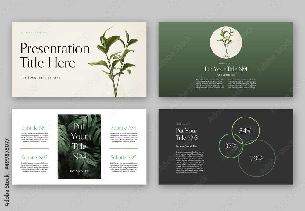 Presentation Layout with Green Accents Stock Template | Adobe Stock