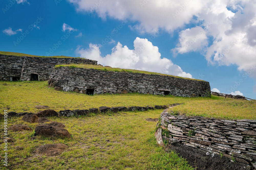 Orongo Village, Rapa Nui National Park in Easter Island, Chile foto de ...